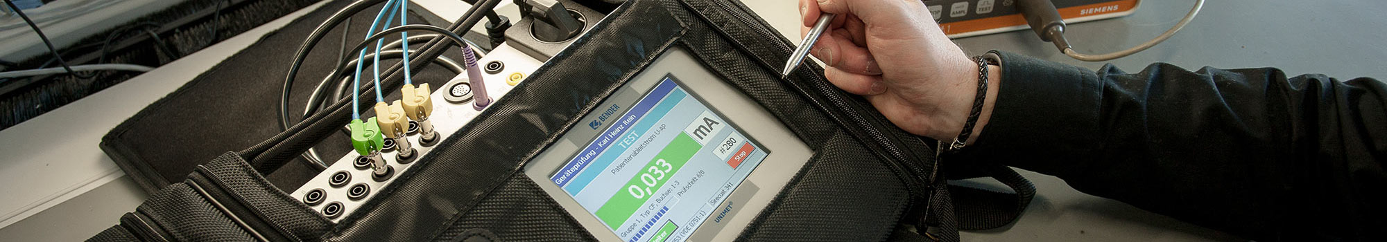 Portable safety test system for electrical equipment - Bender